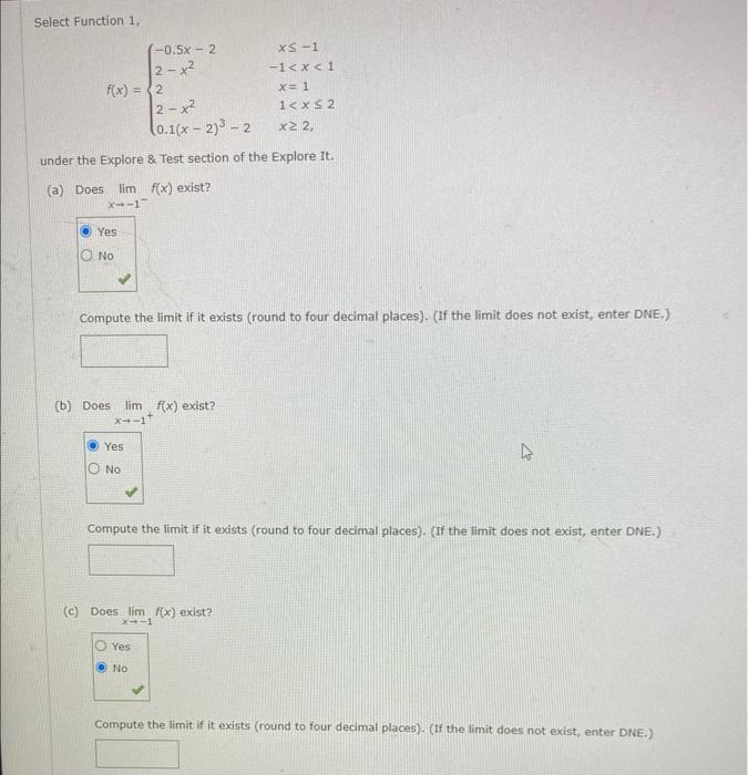 Solved Select Function 1, (-0.5x2 xs-1 -1 | Chegg.com