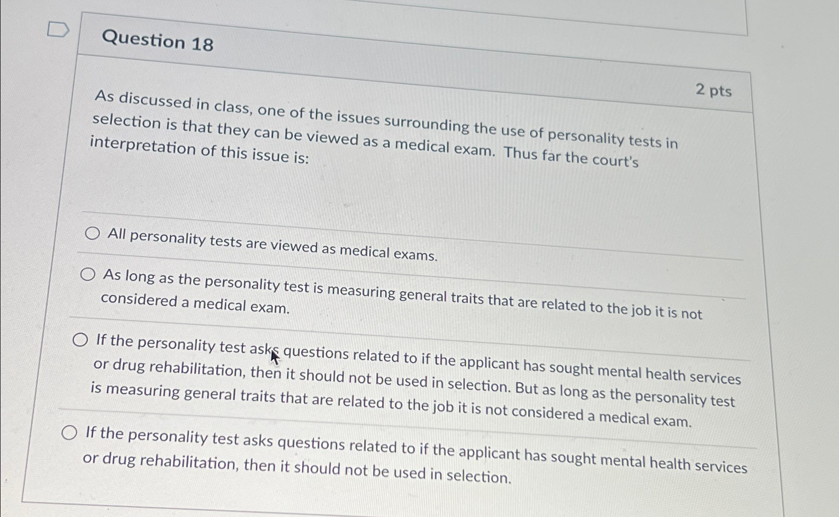 Solved Question 182 ﻿ptsAs discussed in class, one of the | Chegg.com