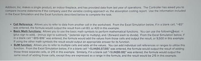 Solved Addison, Inc makes a single product, an indoor | Chegg.com