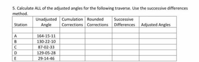 Solved 5. Calculate ALL of the adjusted angles for the | Chegg.com