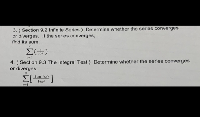 Solved 3. ( Section 9.2 Infinite Series ) Determine whether | Chegg.com
