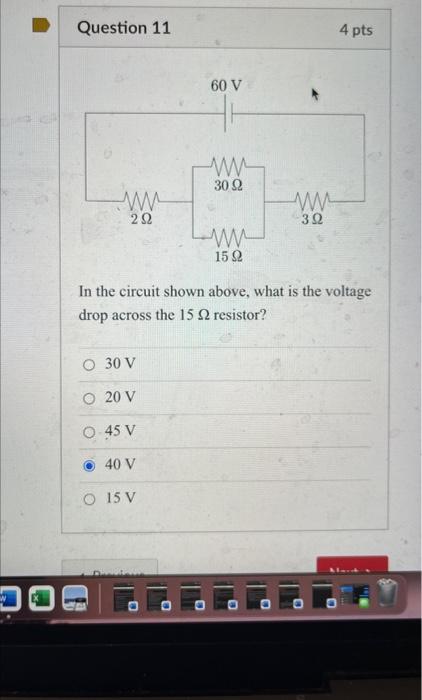 Solved In the circuit shown above, what is the voltage drop | Chegg.com