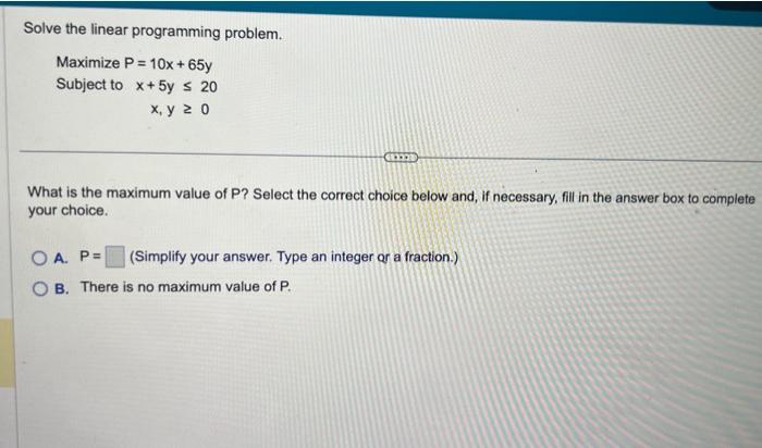 Solved Solve the linear programming problem. Maximize | Chegg.com