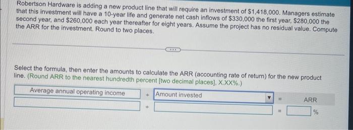 Solved Robertson Hardware is adding a new product line that | Chegg.com