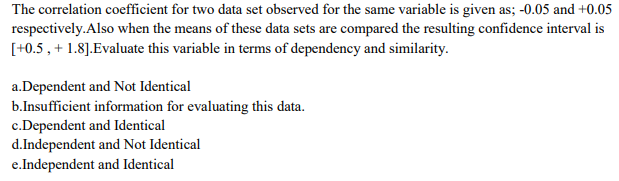 Solved The correlation coefficient for two data set observed | Chegg.com
