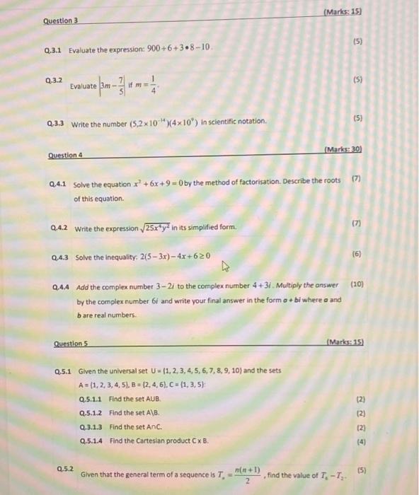 Solved Q.1.1 Q.1.2 If the general term of a sequence is | Chegg.com