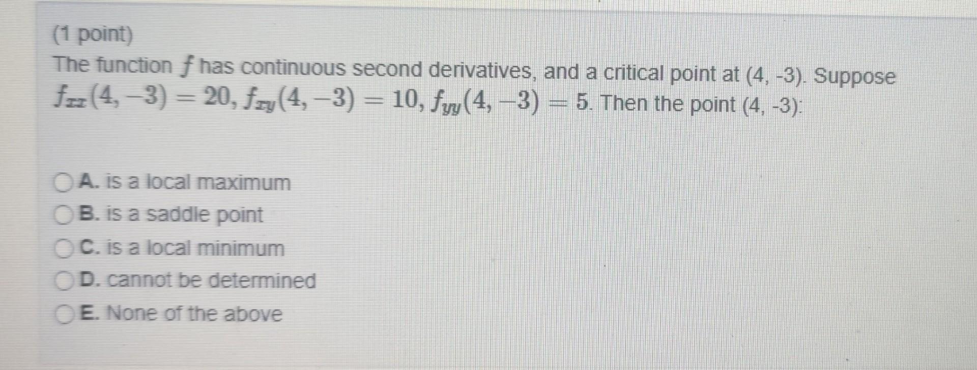 Solved The function f has continuous second derivatives, and | Chegg.com