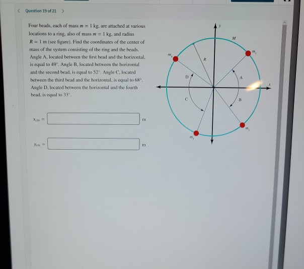 Solved M M Four beads, each of mass m | Chegg.com
