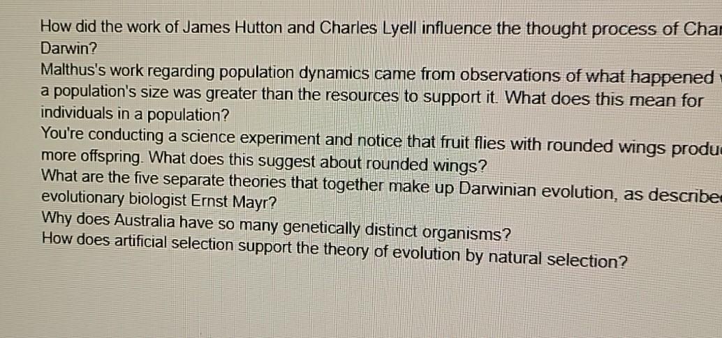 Solved How did the work of James Hutton and Charles Lyell | Chegg.com