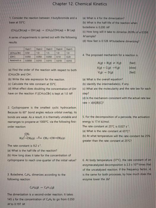 Solved Chapter 12. Chemical Kinetics 1. Consider the | Chegg.com