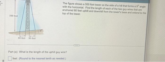 Solved The figure shows a 500 foot tower on the side of a | Chegg.com