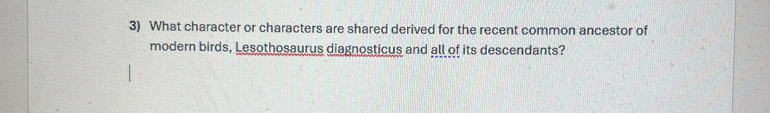 Solved What character or characters are shared derived for | Chegg.com