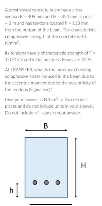 Solved A prestressed concrete beam has a cross section B=409 | Chegg.com