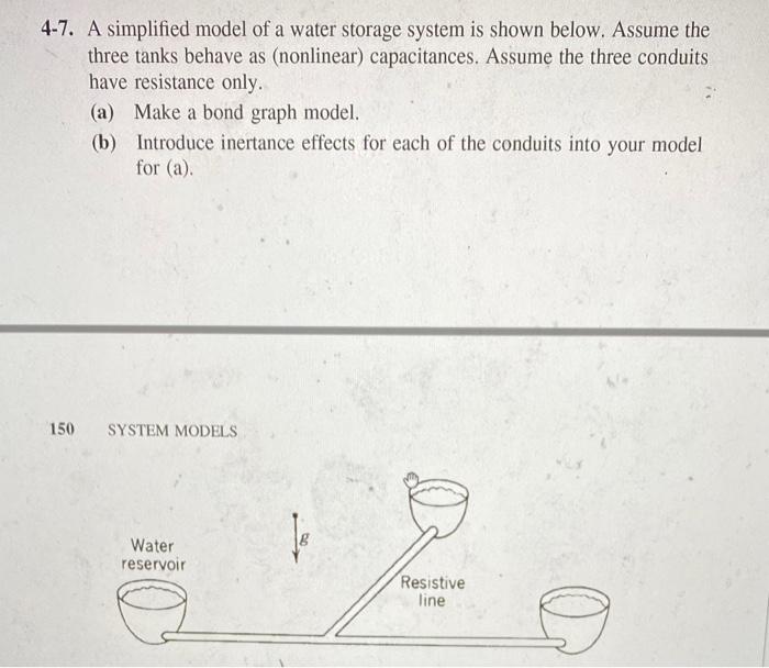 Solved 4 7 A Simplified Model Of A Water Storage System Is Chegg