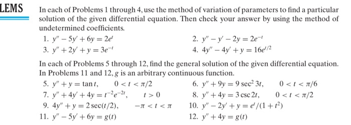 Solved LEMS In each of Problems 1 through 4, use the method | Chegg.com