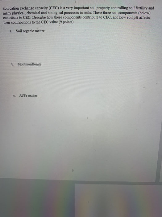 Solved Soil cation exchange capacity (CEC) is a very | Chegg.com