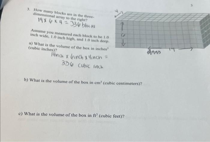 Solved b) What is the volume of the box in cm3 (cubic | Chegg.com