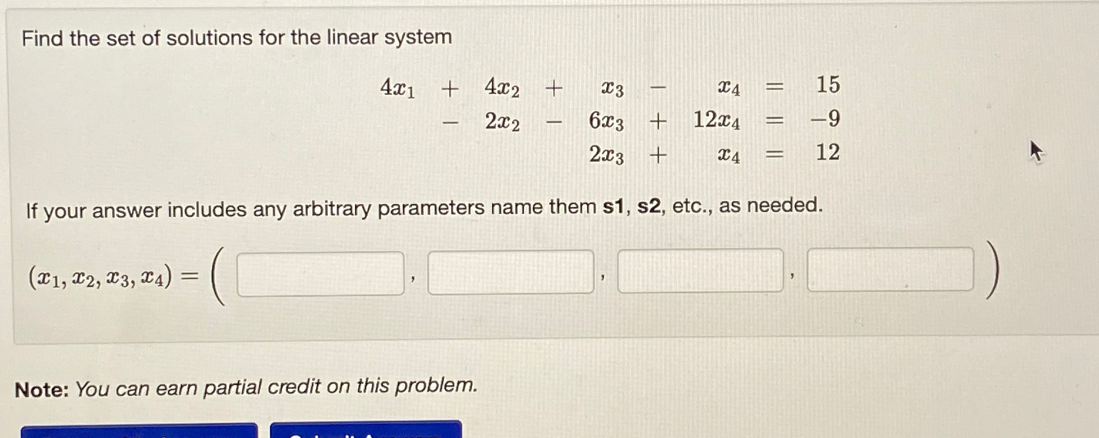 Solved Find the set of solutions for the linear | Chegg.com