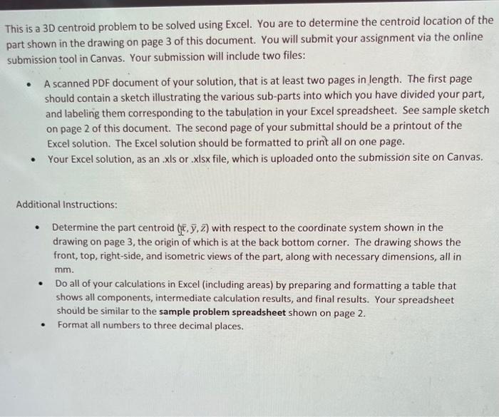 Solved This is a 3D centroid problem to be solved using | Chegg.com