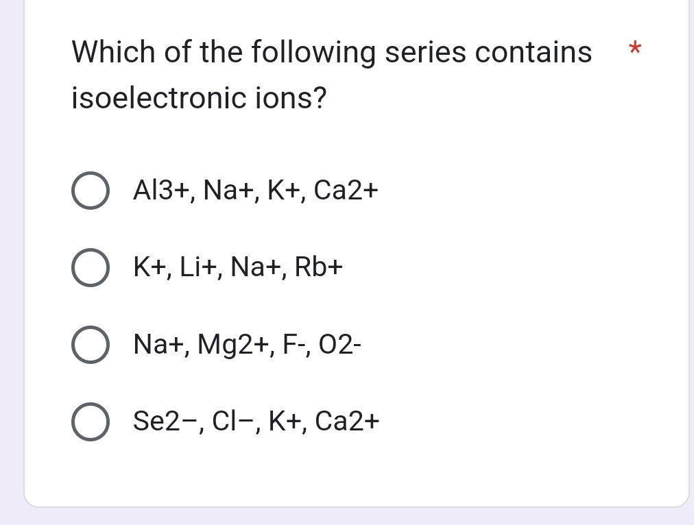 Solved Which of the following series contains*isoelectronic | Chegg.com