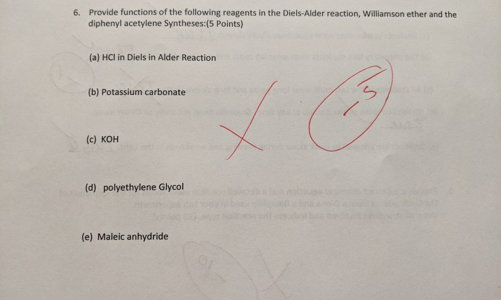 Solved Provide functions of the following reagents in the | Chegg.com