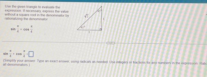 Solved Use the given triangle to evaluate the expression. If | Chegg.com