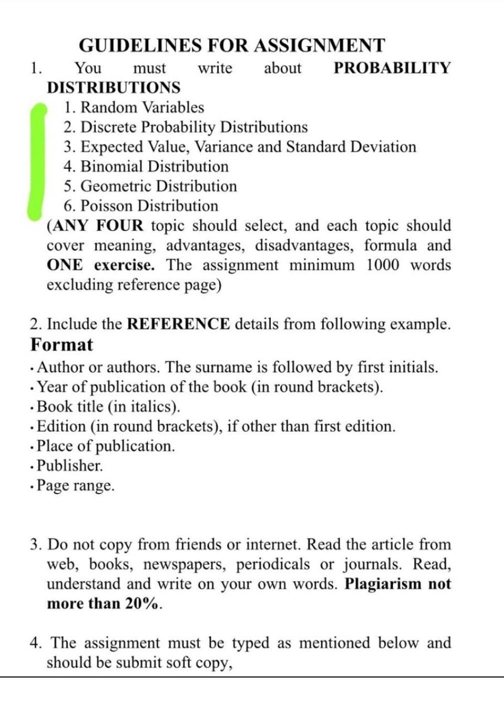 1. GUIDELINES FOR ASSIGNMENT You must write about | Chegg.com