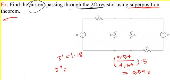 Solved Ex: Find the current passing through the 2Ω resistor | Chegg.com
