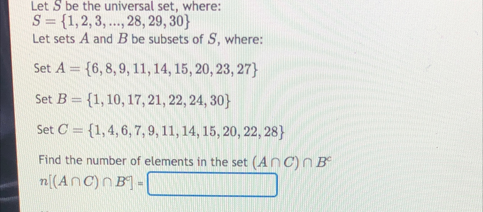 Solved Let S ﻿be the universal set, | Chegg.com