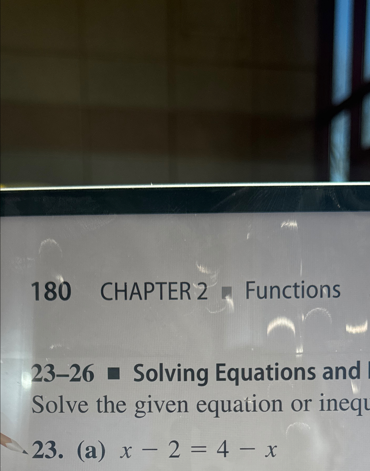 Solved 180 ﻿CHAPTER 2 , ﻿Functions23-26 ﻿Solving Equations | Chegg.com