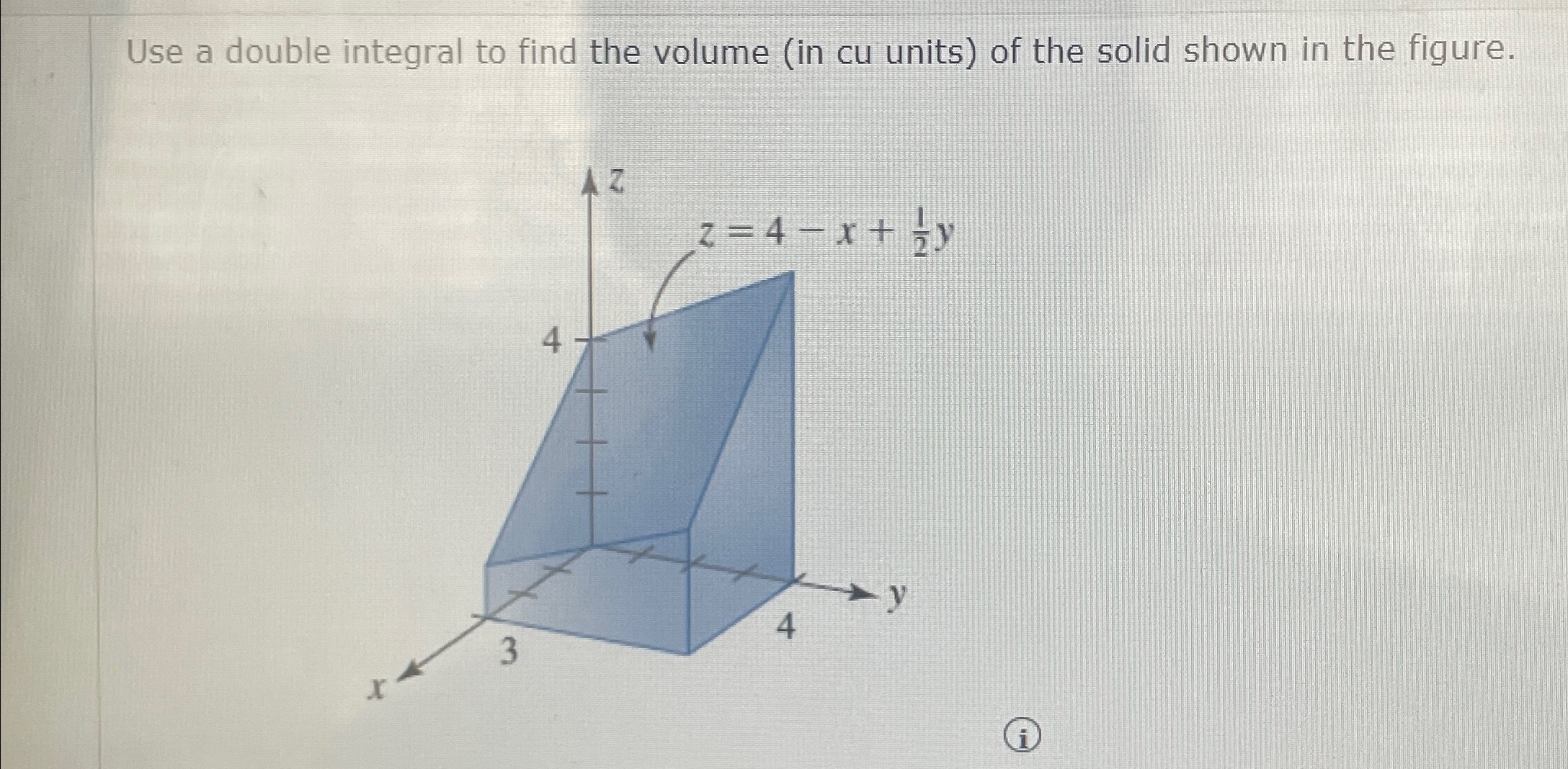 Use a double integral to find the volume (in cu | Chegg.com