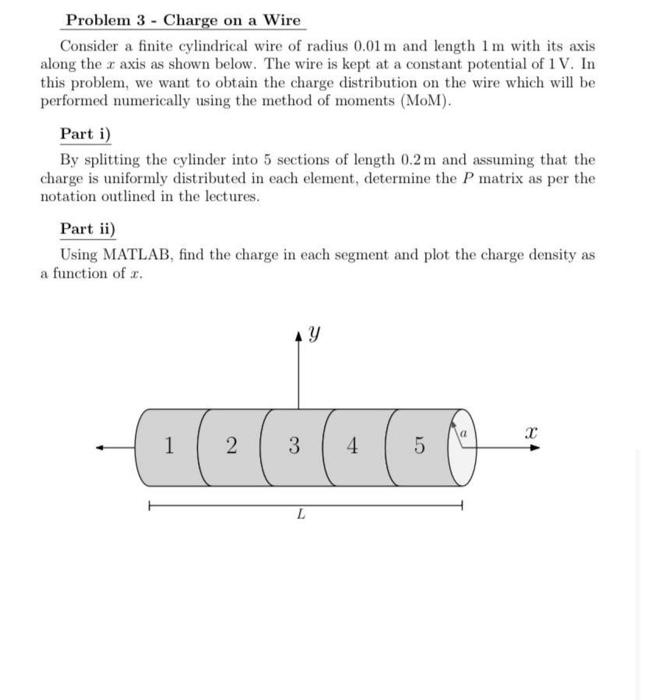 Solved Problem 3 - Charge on a Wire Consider a finite | Chegg.com