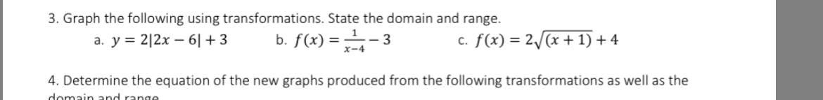 Solved Graph the following using transformations. State the | Chegg.com