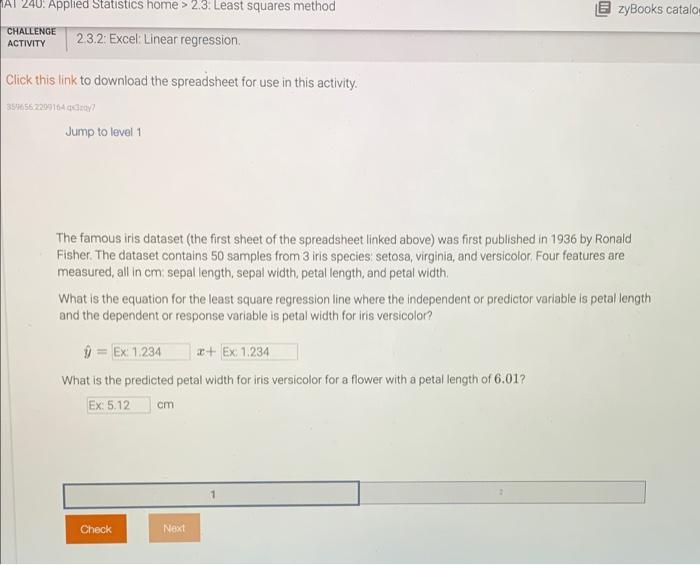 Solved IAT 240. Applied Statistics home > 2.3. Least squares | Chegg.com