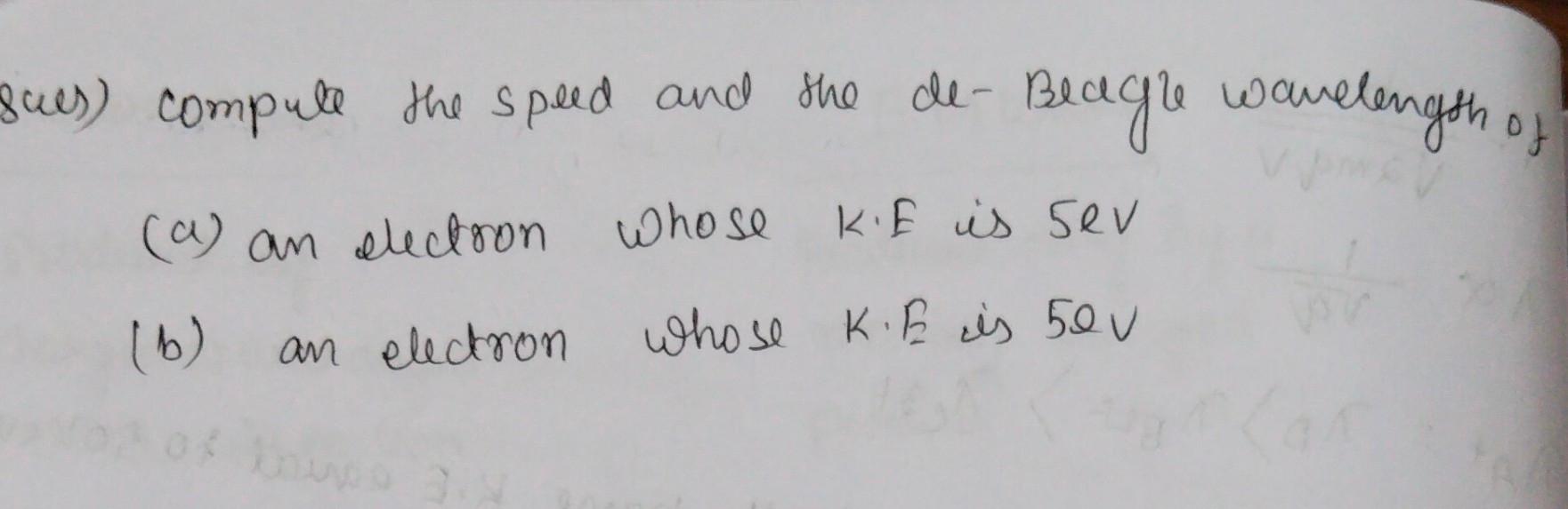 Solved ues) comprite the speed and the de-Beagle wavelength | Chegg.com