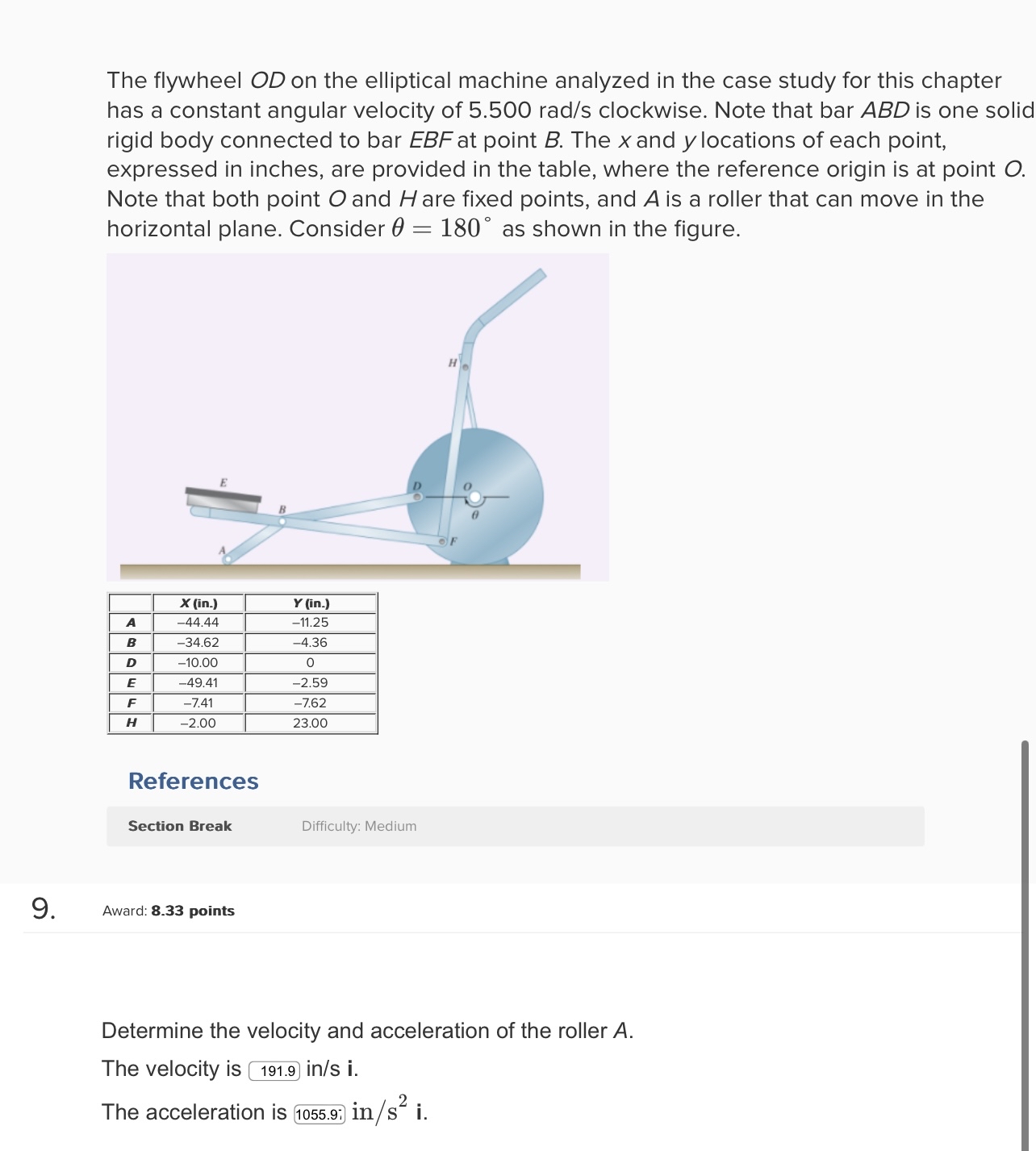 Solved The flywheel OD on ﻿the elliptical machine analyzed | Chegg.com