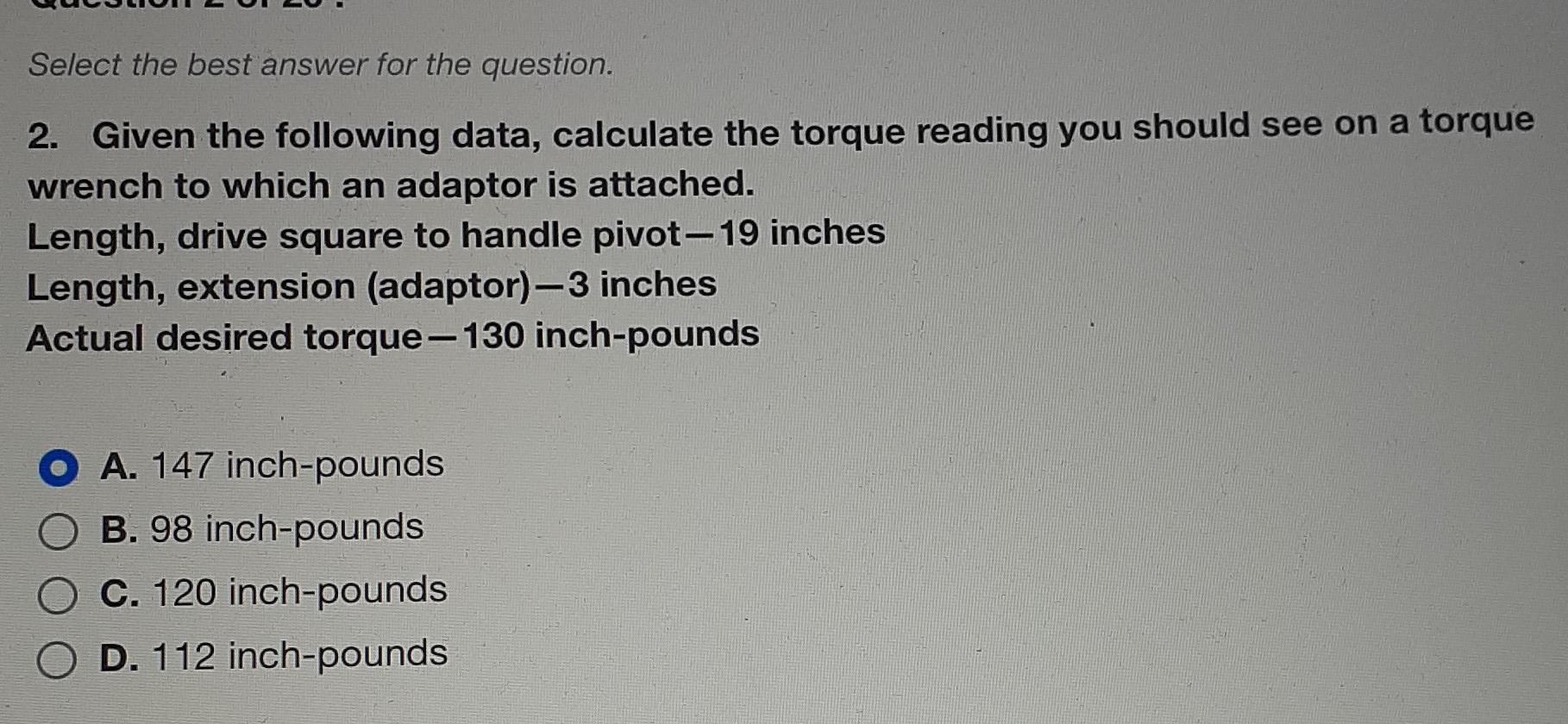 Solved Select the best answer for the question. 2. Given the | Chegg.com