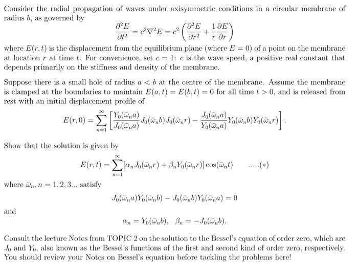 Solved Consider the radial propagation of waves under | Chegg.com