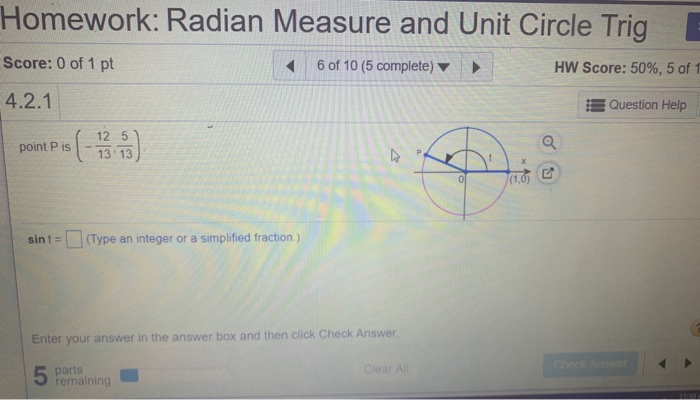 Solved Homework: Radian Measure and Unit Circle Trig Score: | Chegg.com