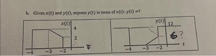 Solved b. Given x(t) and y(t), express y(t) in terms of | Chegg.com