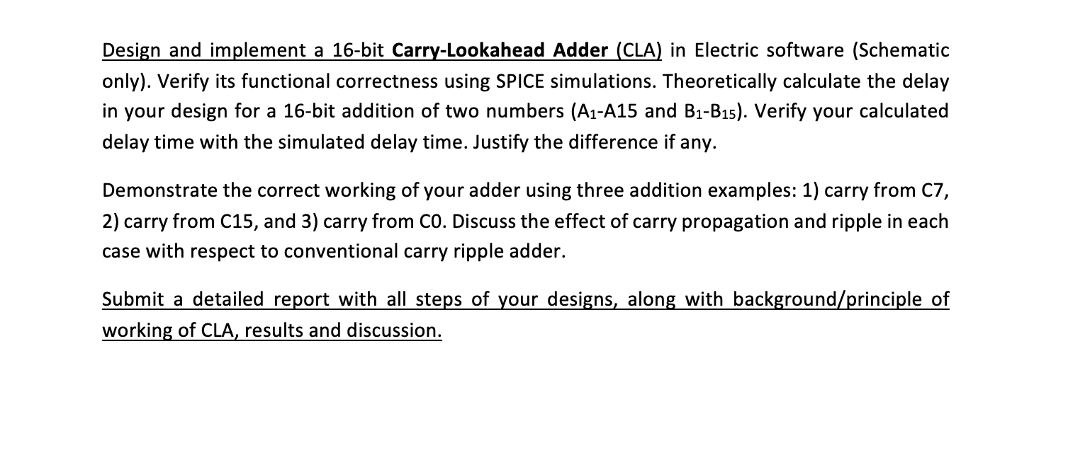 Solved Design and implement a 16-bit Carry-Lookahead Adder | Chegg.com