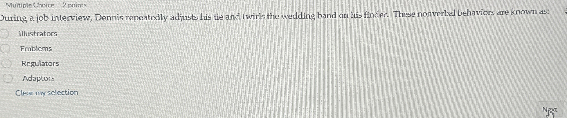 Solved Multiple Choice 2 ﻿pointsJuring a job interview, | Chegg.com