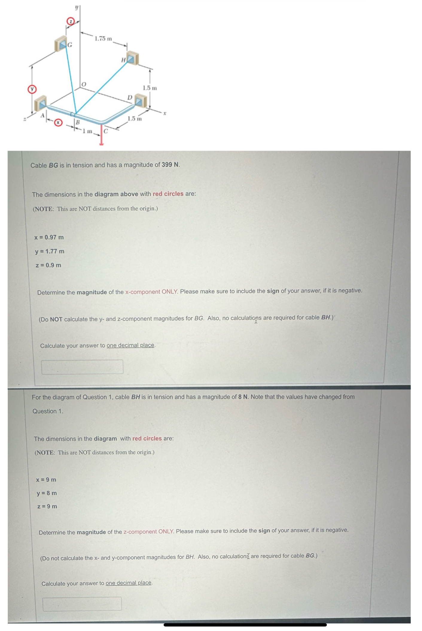 Solved Cable BG is in tension and has a magnitude of | Chegg.com
