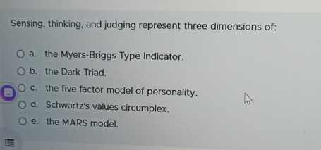 Solved Sensing, thinking, and judging represent three | Chegg.com