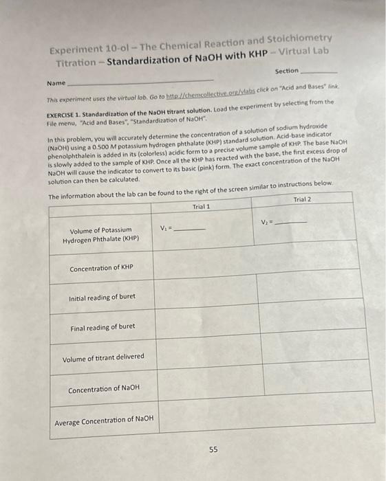 Solved Experiment 10-ol - The Chemical Reaction and | Chegg.com