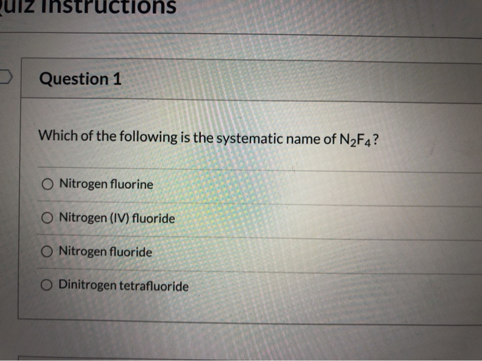 Solved uctions Question 1 Which of the following is the | Chegg.com