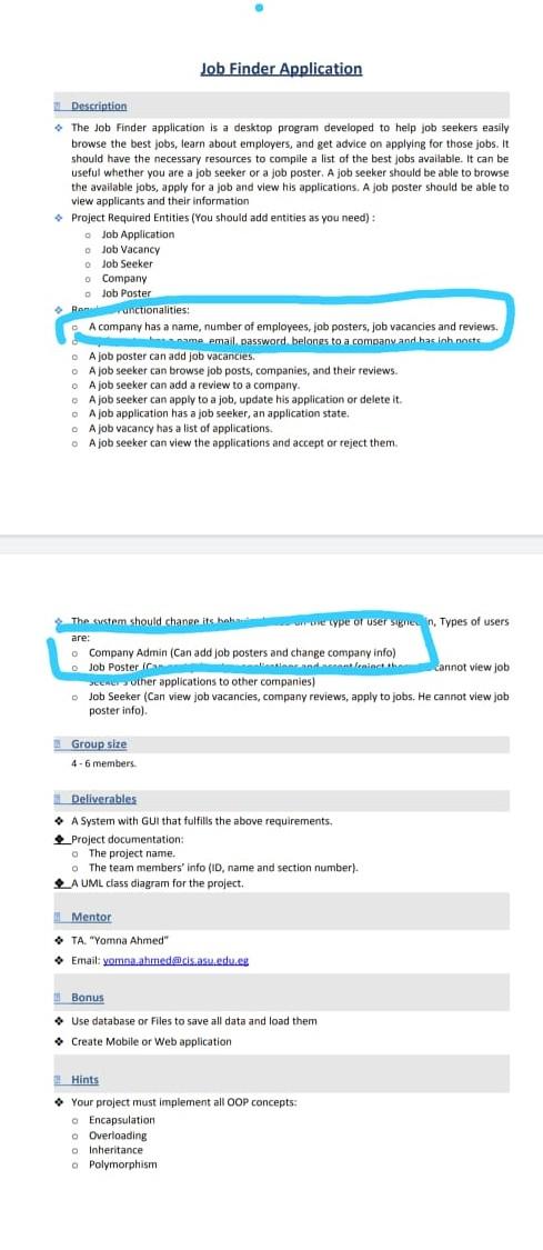 Job Finder Application Description The Job Finder | Chegg.com
