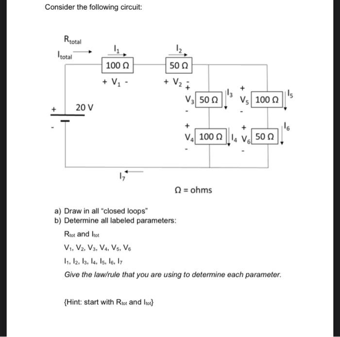 Solved Consider the following circuit: Rtotal I total 100 Ω | Chegg.com