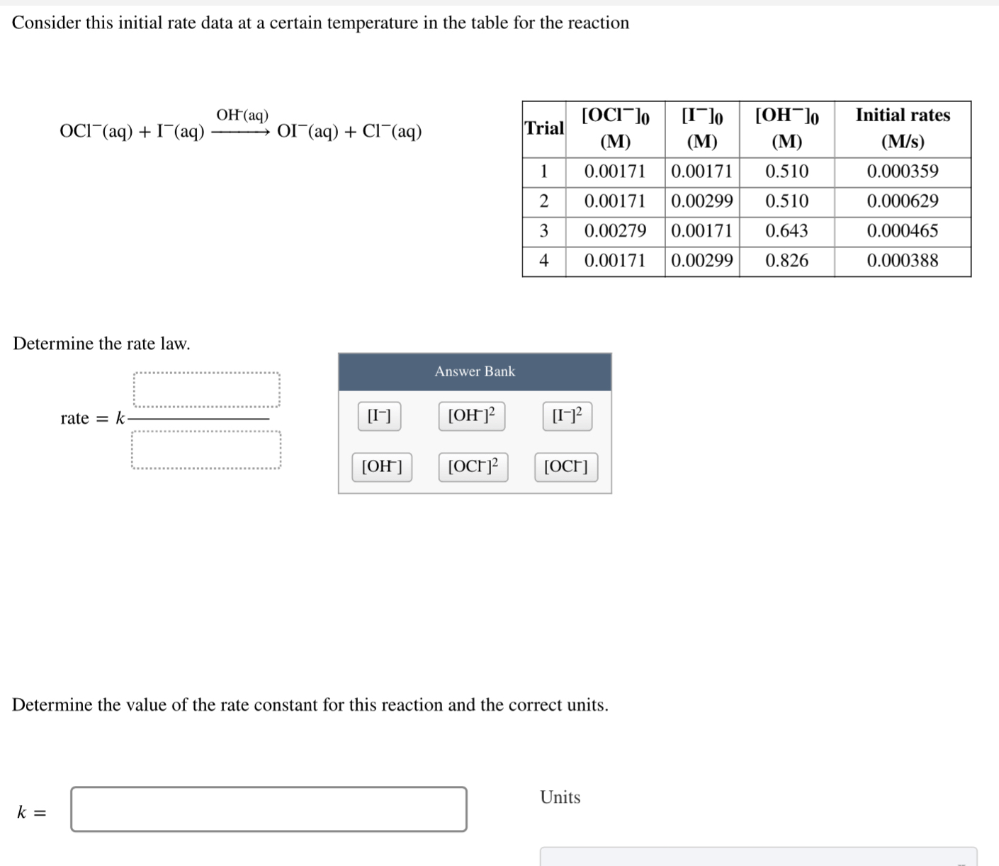 Solved Consider this initial rate data at a certain | Chegg.com