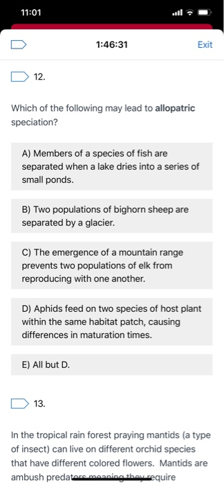 Solved D 11. Why is geographical separation important for | Chegg.com